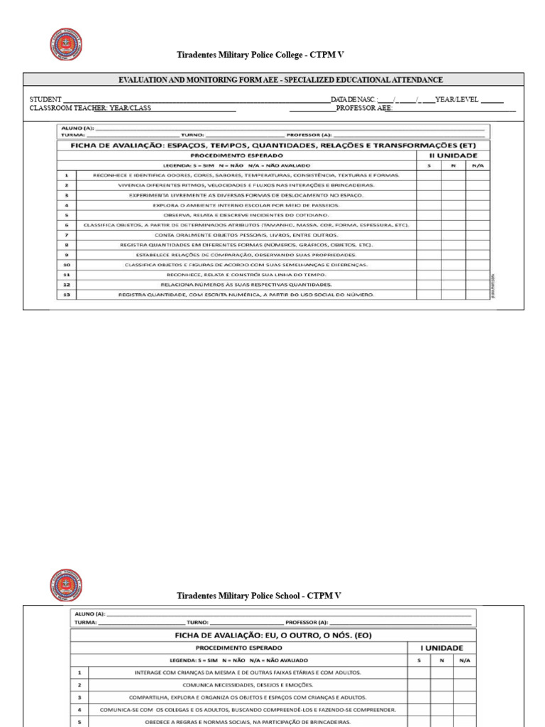Assessment and Monitoring Form Aee | PDF