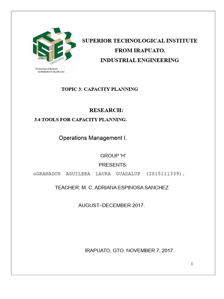 Capacity Planning Tools in Industrial Engineering | PDF | Simulation ...