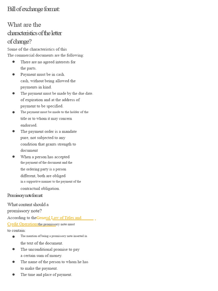 Format Bill of Exchange:.PDF | PDF | Negotiable Instrument | Promissory ...
