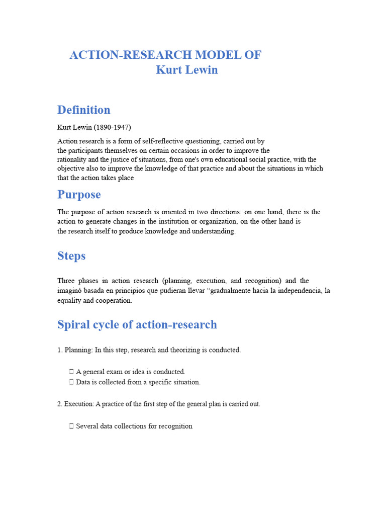 ACTION RESEARCH MODEL | PDF