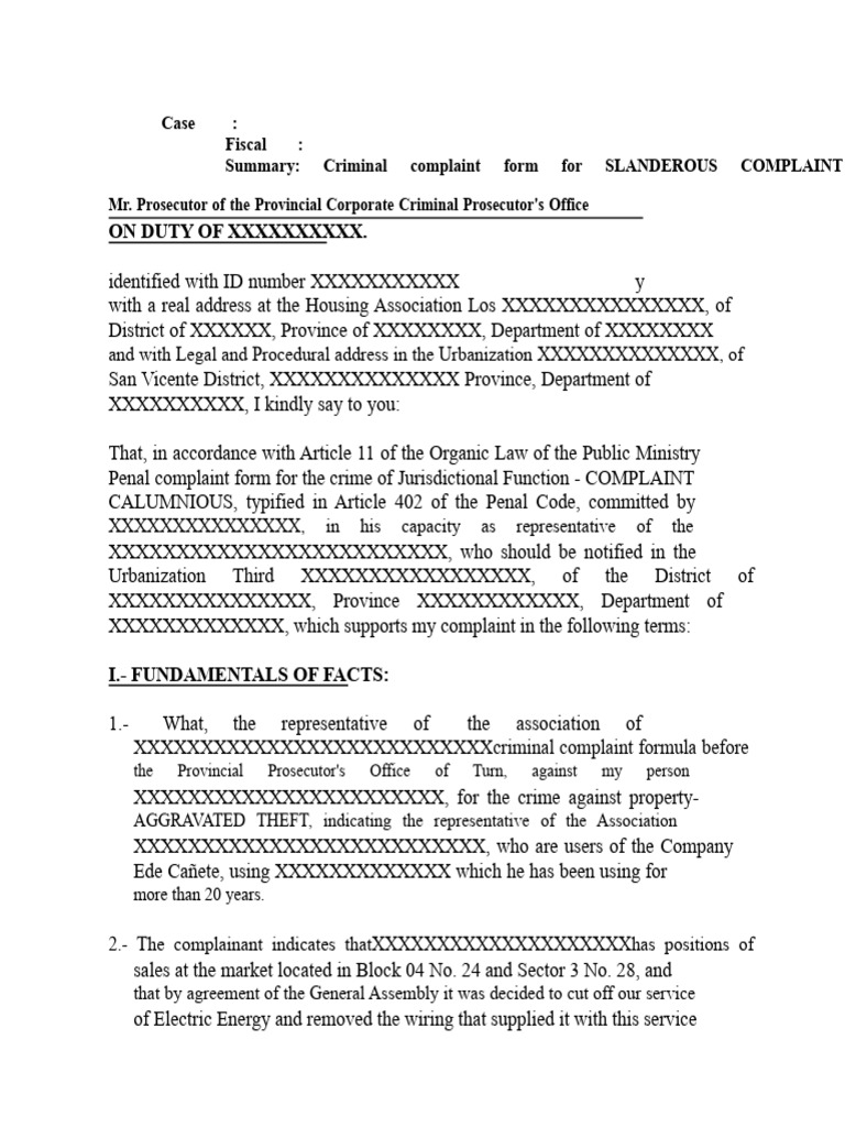 Slanderous Complaint Against False Reporting | PDF | Defamation ...