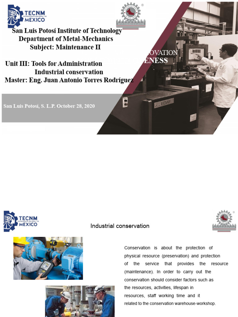 Tools For Managing Industrial Conservation | PDF | Reliability ...