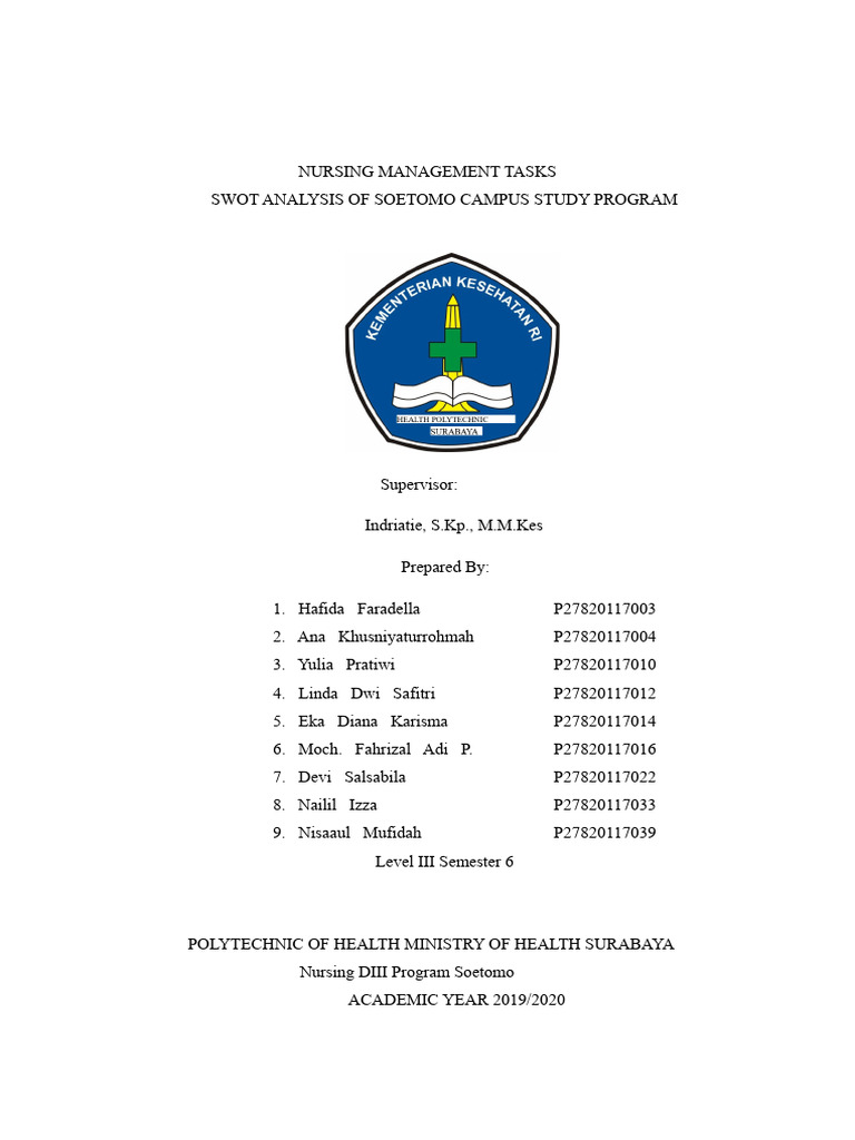 NURSING MANAGEMENT ASSIGNMENT (SWOT ANALYSIS) | PDF | Swot Analysis ...
