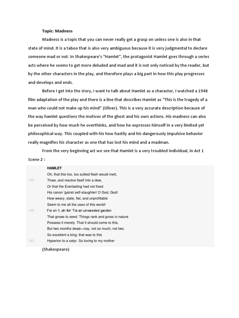 Hamlet Madness Theme | PDF | Hamlet | Shakespearean Tragedies