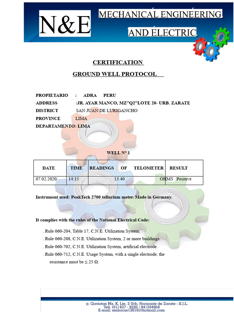 Ground Well Certification Protocol | PDF | Electricity | Electrical ...