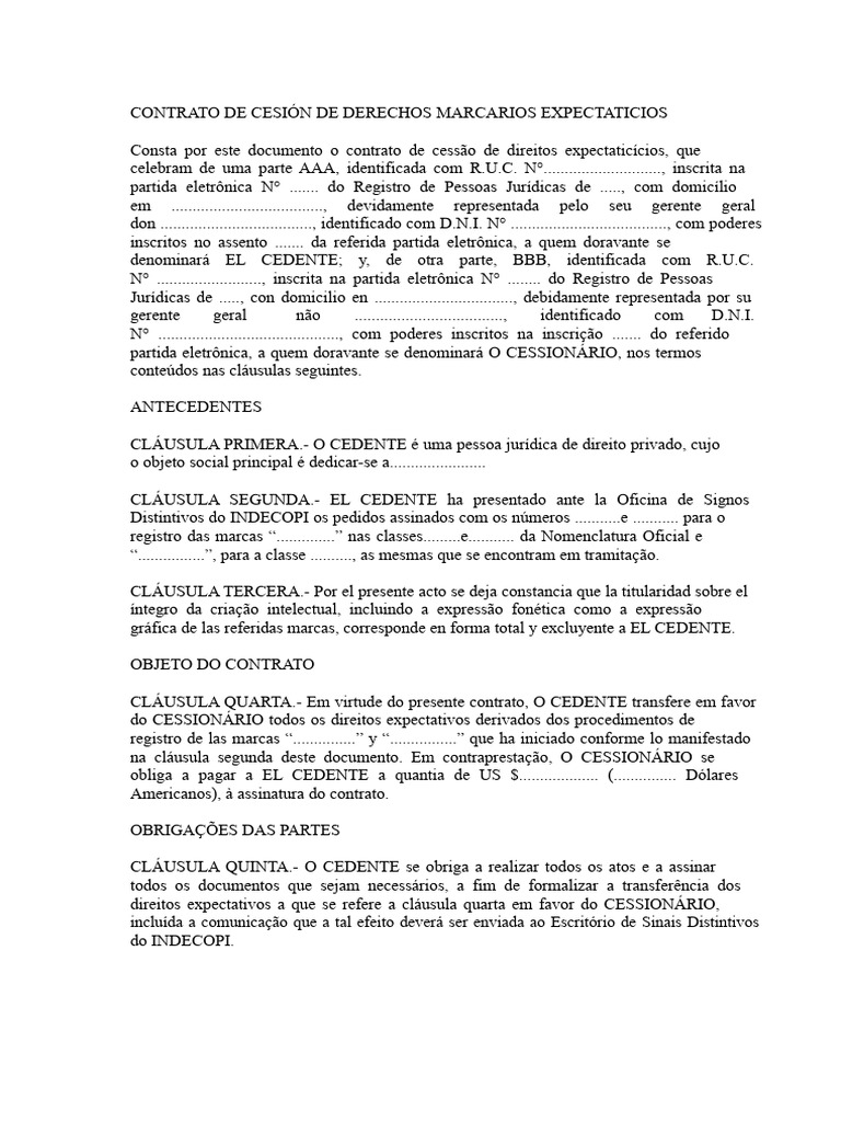 CESSÃO DE DIREITOS MARCÁRIOS EXPECTATIVOS.docx | PDF | Arbitragem | Justiça