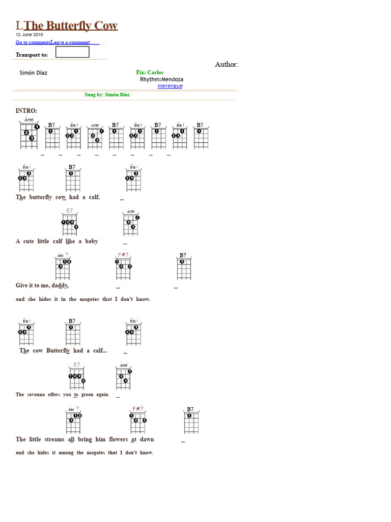 The Butterfly Cow Song Lyrics | PDF