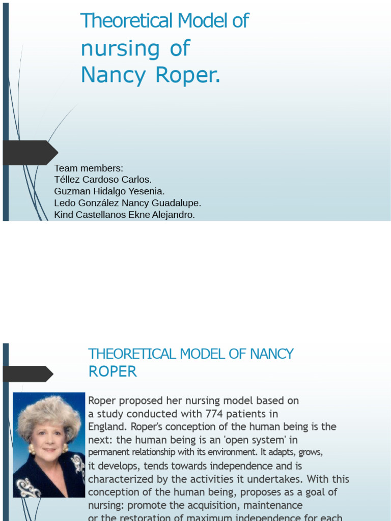 Theoretical Nursing Model of Nancy Roper (1) | PDF | Psychology ...