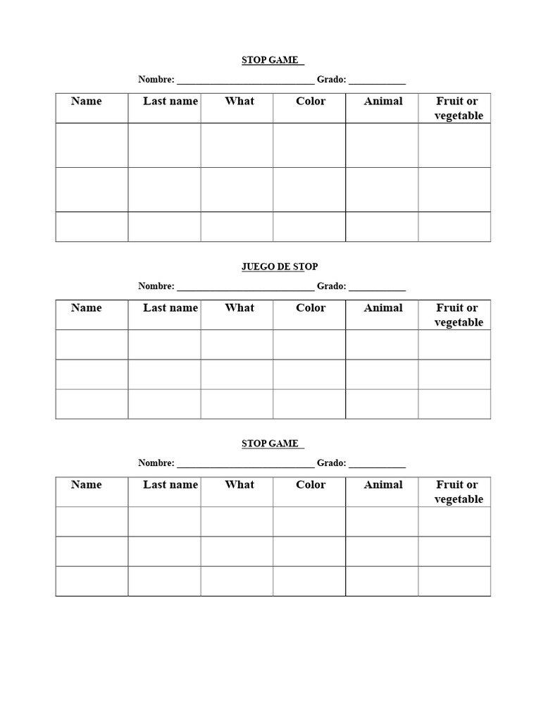 Stop Game | PDF