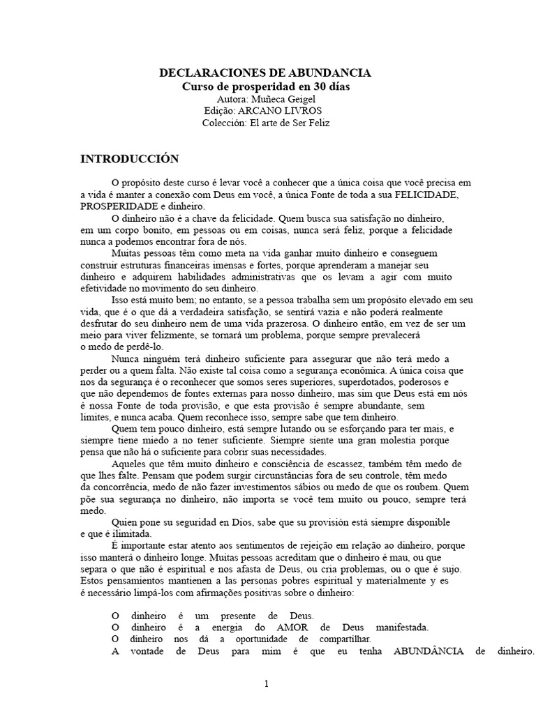 Boneca Geigel - Declarações de Abundância | PDF | Deus | Amor