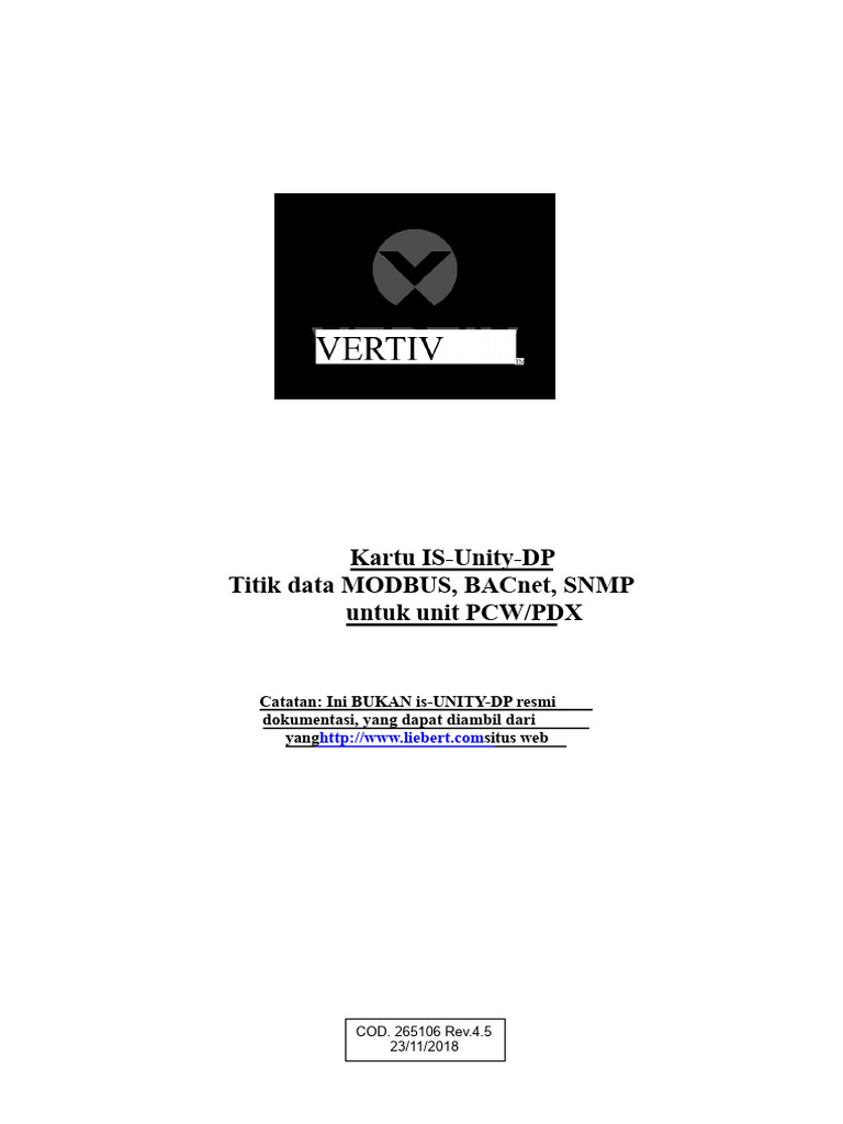 Vertiv Unity-DP_Card_ MODBUS BACnet SNMP Items_list_rev.4.5.pdf | PDF