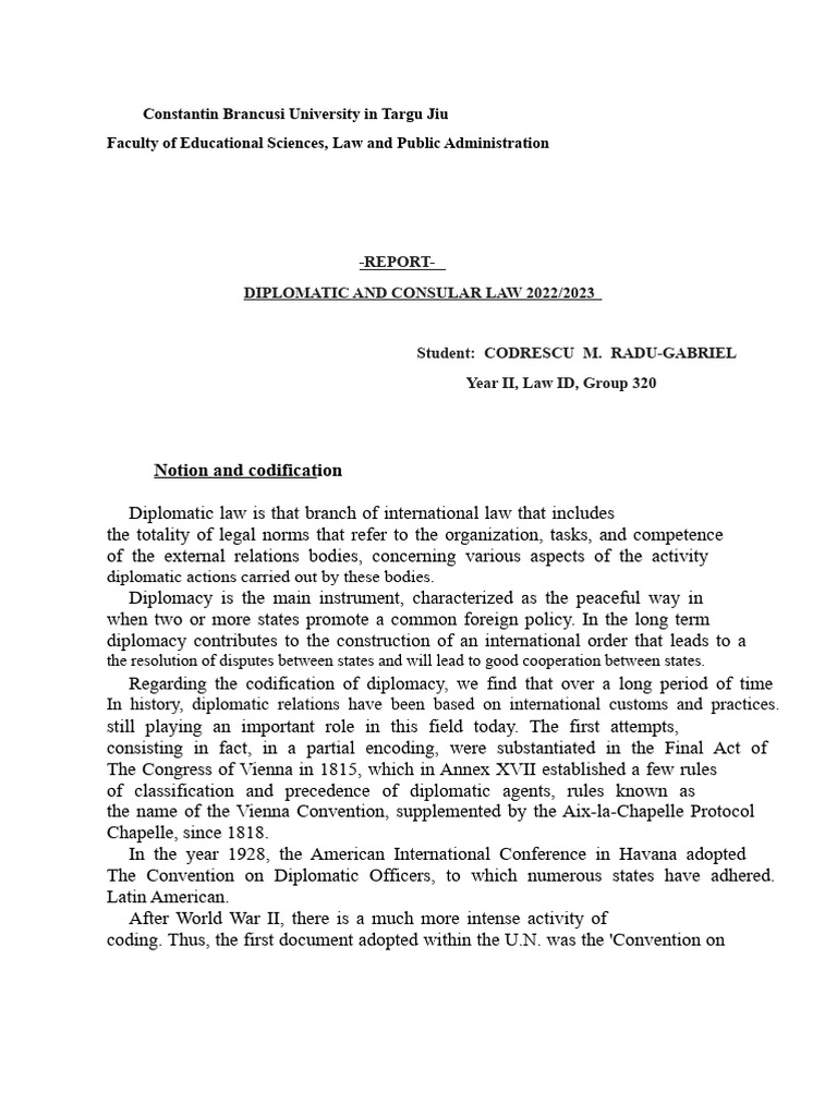 Diplomatic and Consular Law Overview | PDF | Diplomatic Rank ...