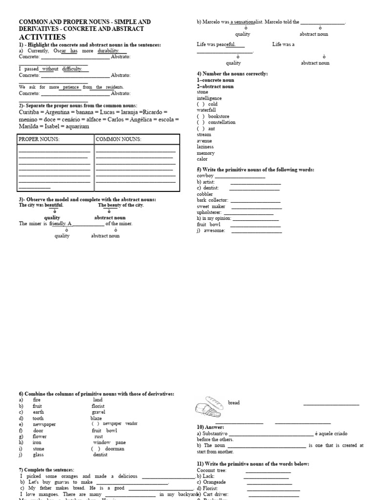 Common and Proper Nouns Exercises | PDF | Linguistic Morphology ...