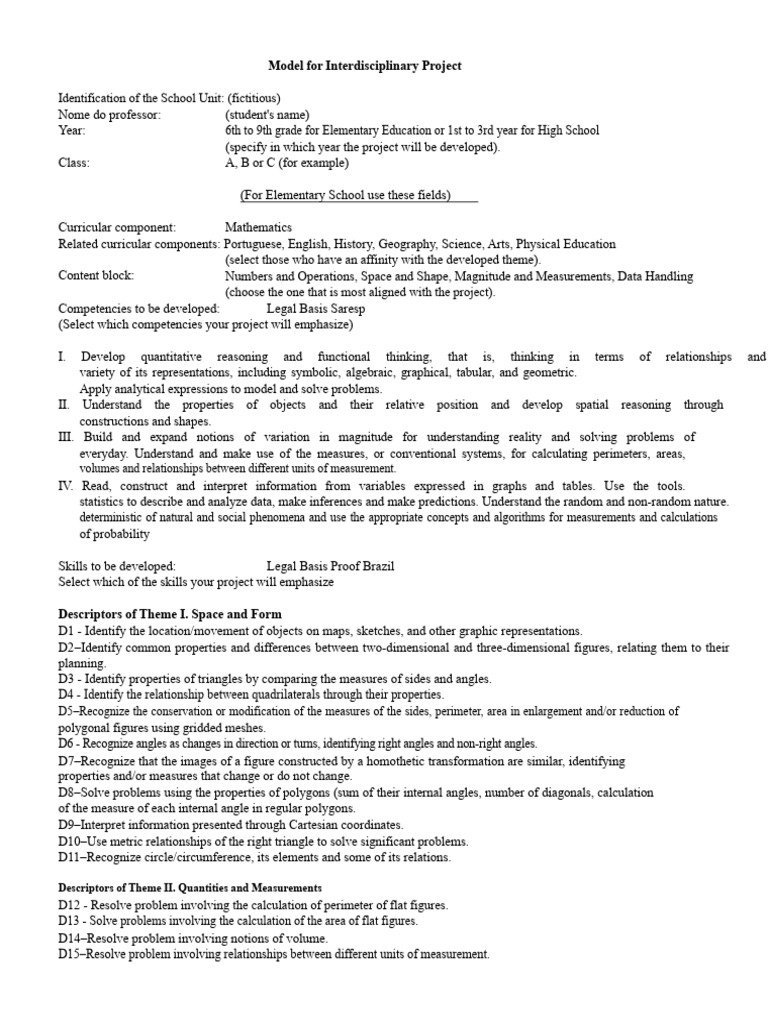 Model for Interdisciplinary Project | PDF | Numbers | Statistics