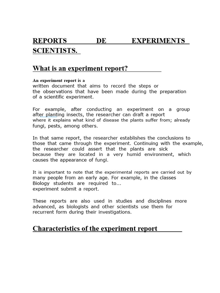 Reports of Scientific Experiments | PDF | Experiment | Scientific Method