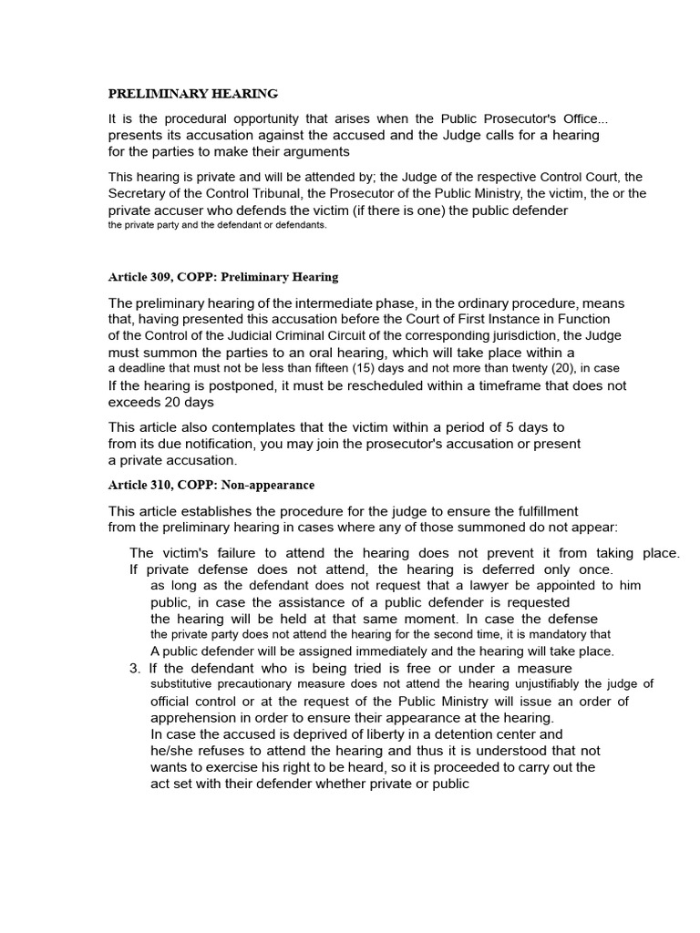 PRELIMINARY HEARING | PDF | Prosecutor | Preliminary Hearing