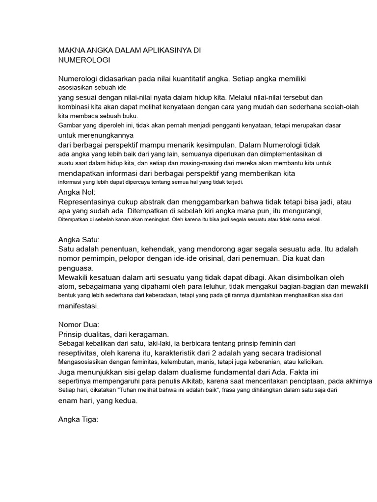 Makna Angka dalam Numerologi | PDF