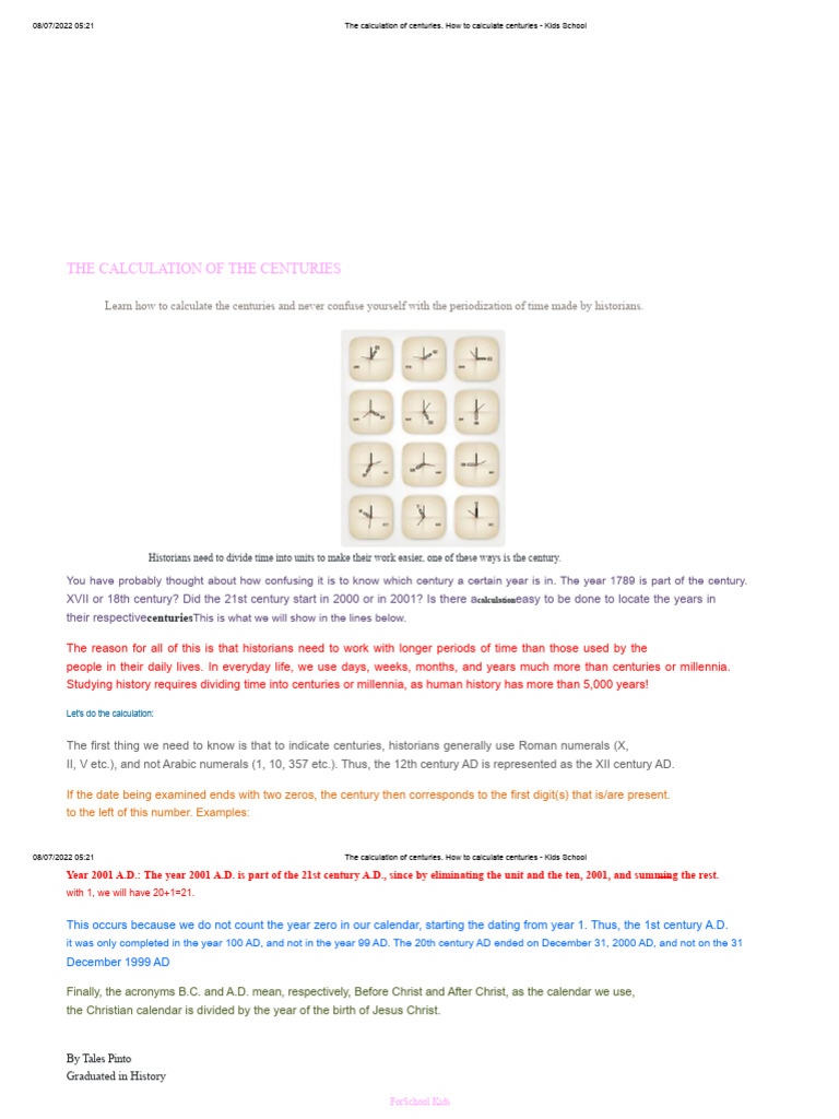 The Calculation of Centuries. How To Calculate Centuries. | PDF | Anno ...