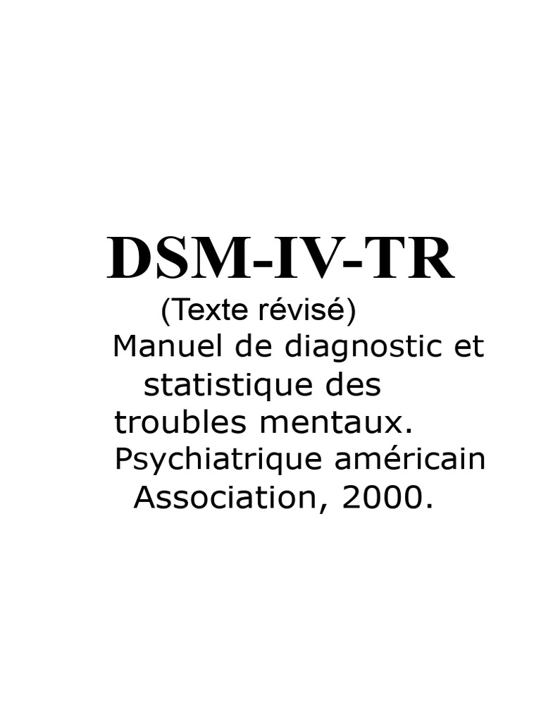 Manuel DSM-IV-TR : Troubles mentaux | PDF | Trouble bipolaire | Trouble ...