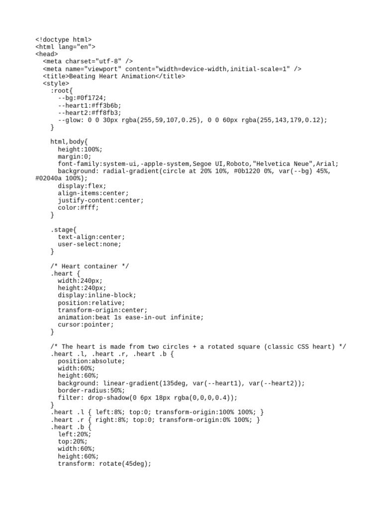Beating Heart Animation with Controls | PDF | Web Software | Web ...