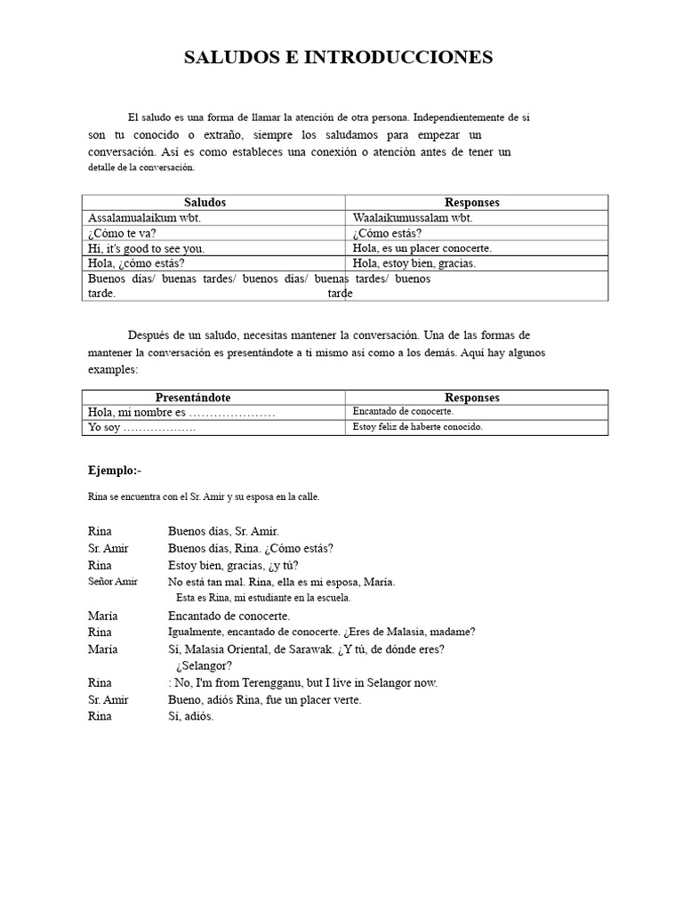Saludos y Presentaciones | PDF