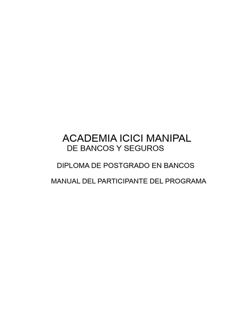 Diploma de Posgrado en Banca IMA ICICI | PDF