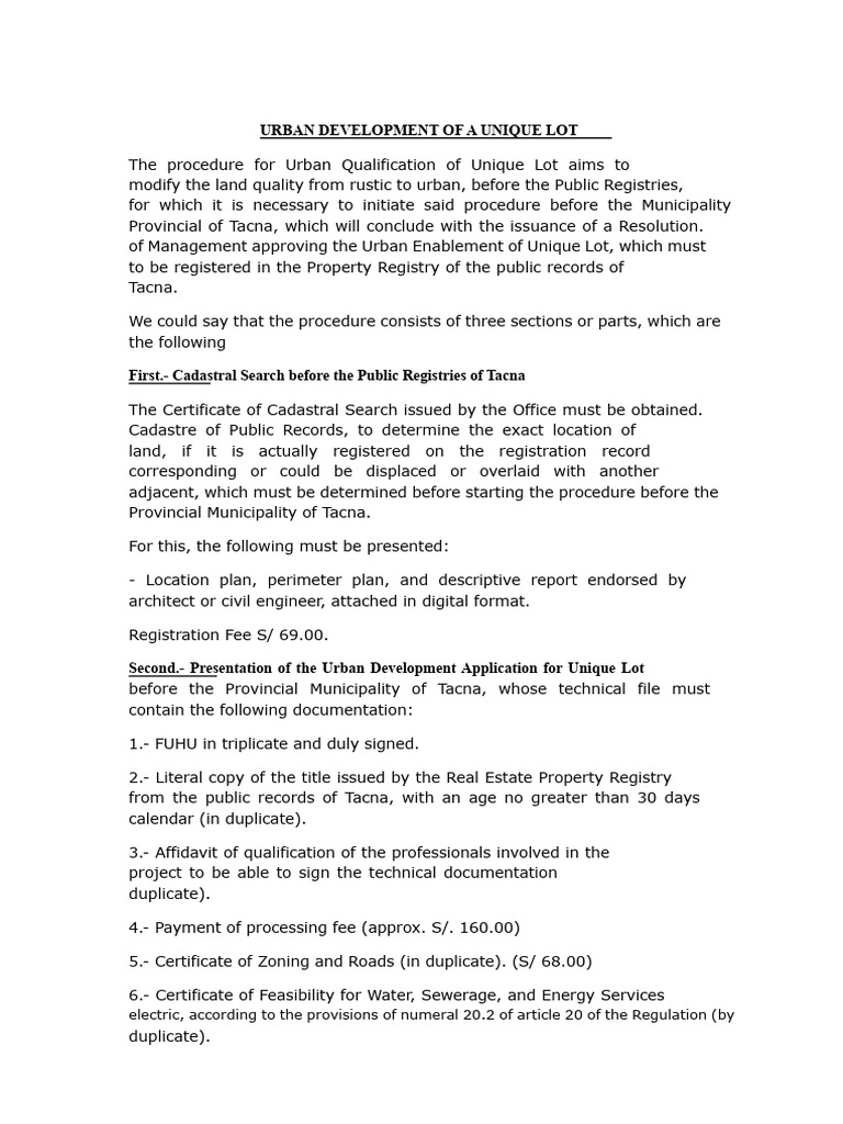 URBAN ENABLEMENT OF SINGLE LOT - REQUIREMENTS.pdf | PDF