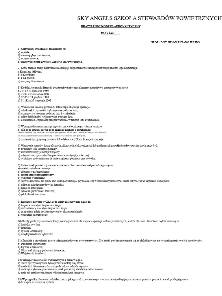 Pytania do nauki CBA | PDF