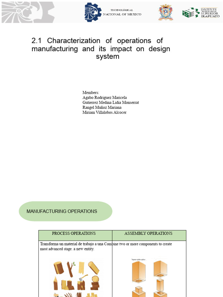 Characterization of manufacturing operations and their | PDF
