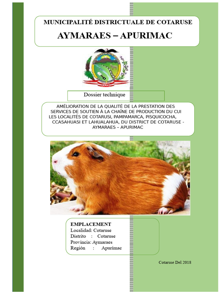 Amélioration des Services de Production du Cuy | PDF | Environnement ...