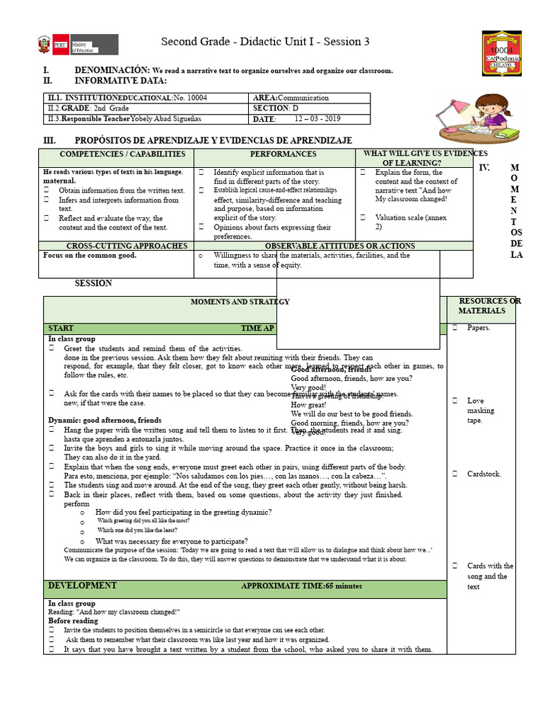 Second Grade Narrative Reading Unit | PDF | Classroom | Information