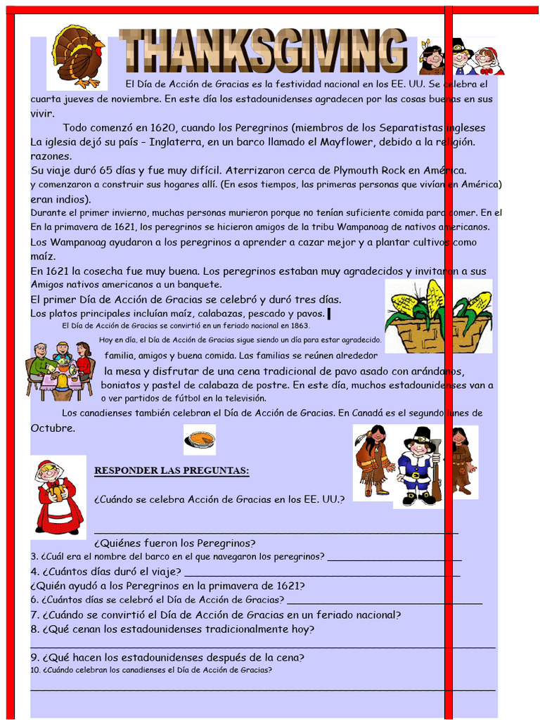 Historia del Día de Acción de Gracias | PDF | Acción de gracias | Plymouth