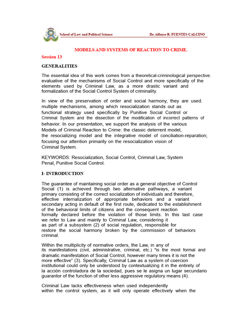 Models and Systems of Criminal Response | PDF | Crimes | Crime & Violence