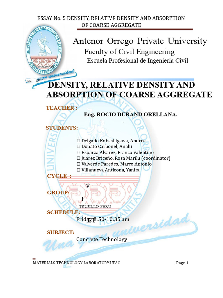 Report on the Absorption of Coarse Aggregate | PDF | Density ...
