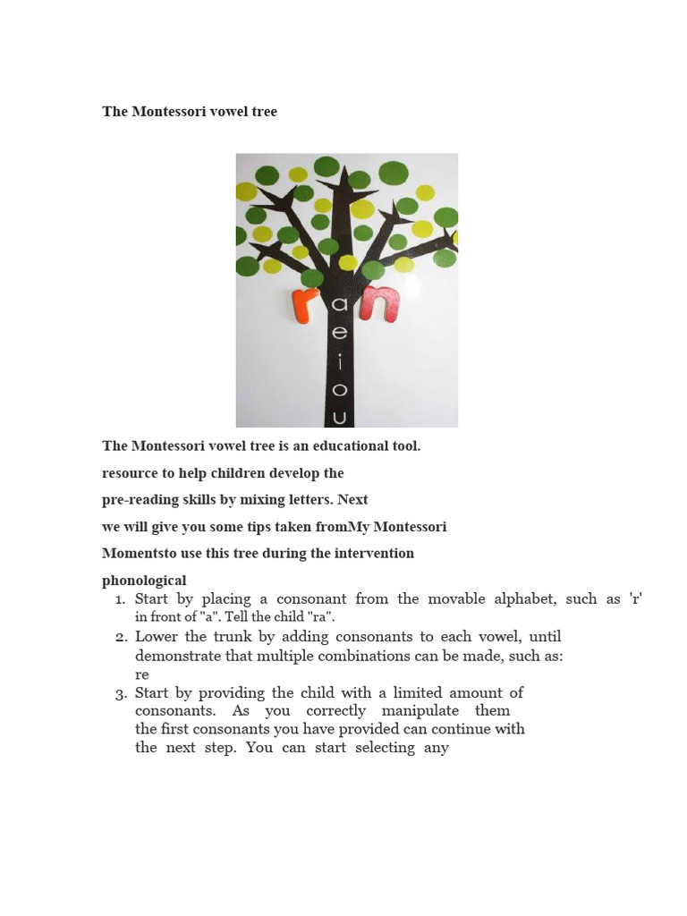 The Montessori Tree of Vowels | PDF | Consonant | Vowel