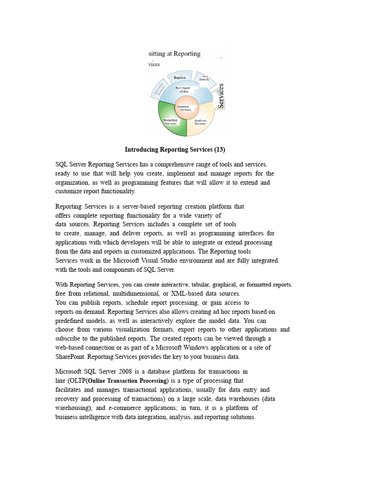 SQL Server Reporting Services Overview | PDF | Microsoft Sql Server ...