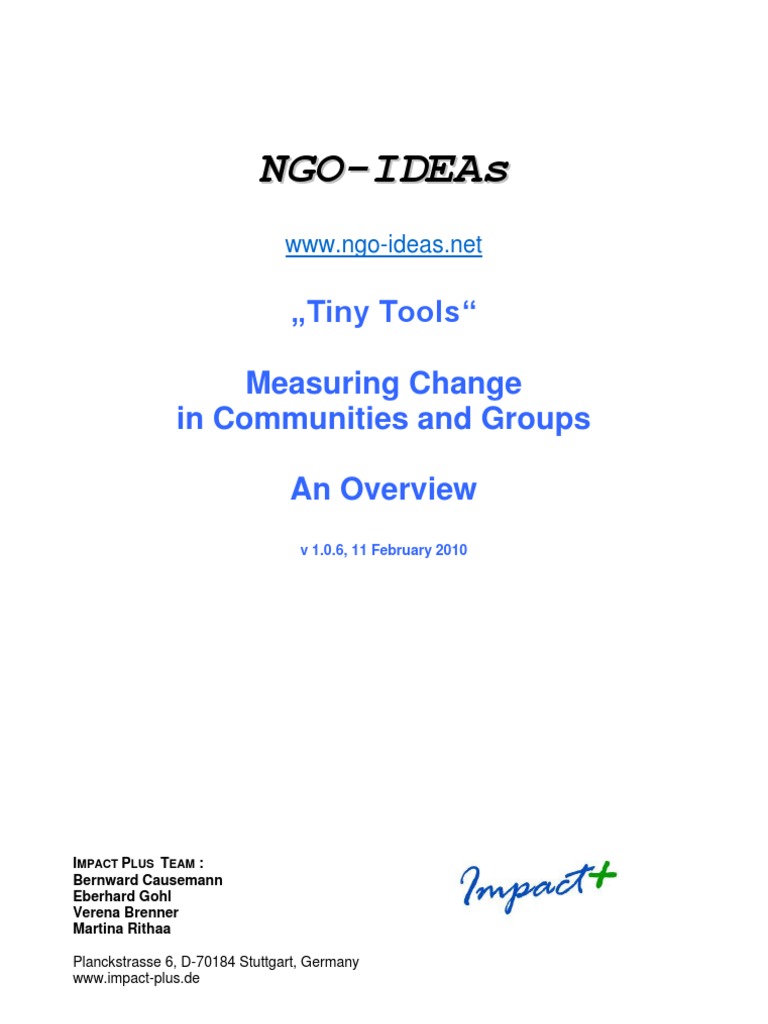 NGO Ideas Tiny Tools-Handout | PDF | Non Governmental Organization ...