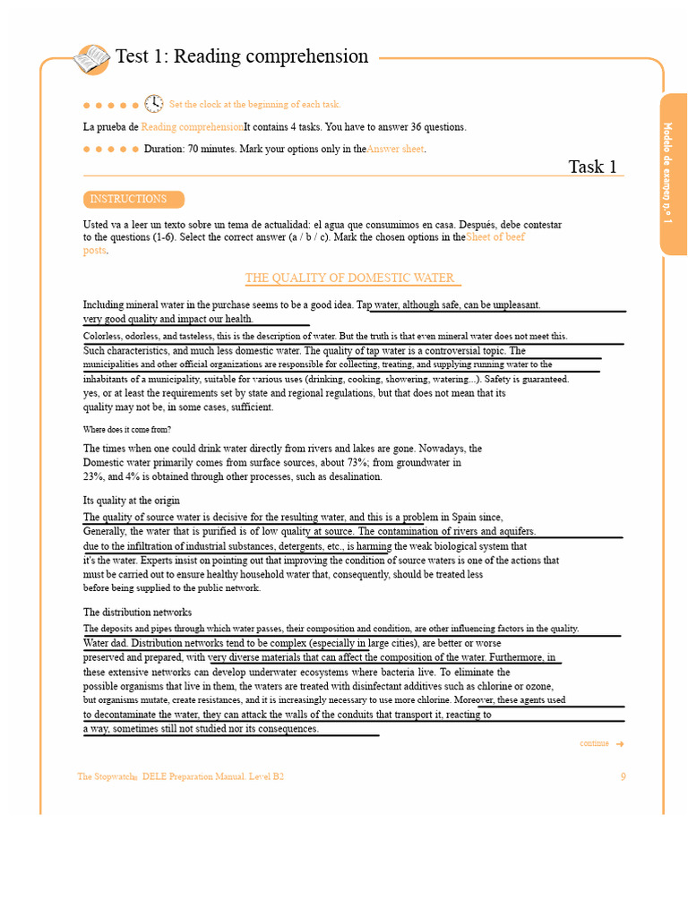 DELE - B2 Reading Comprehension Stopwatch 1 | PDF | Water | Drinking Water