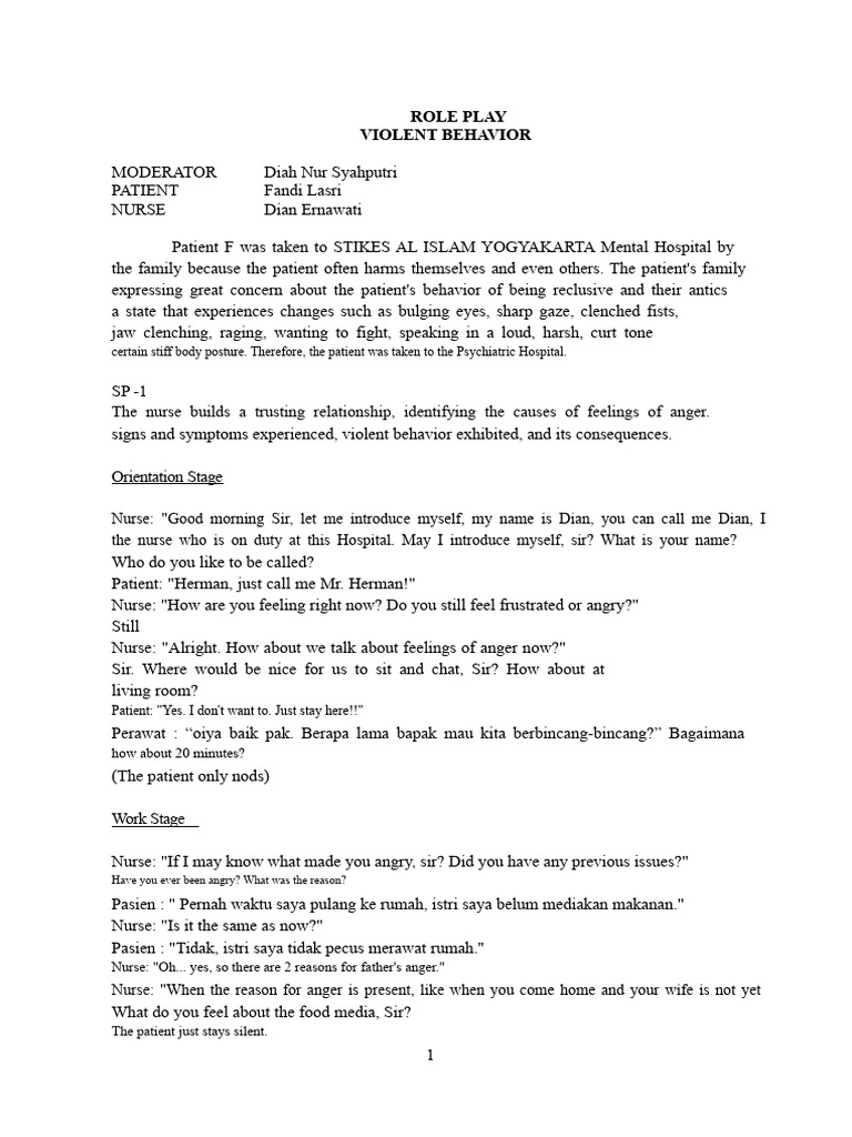 Role-Play-Behavior-Violence SP 1, 2, 3 | PDF | Anger | Psychology