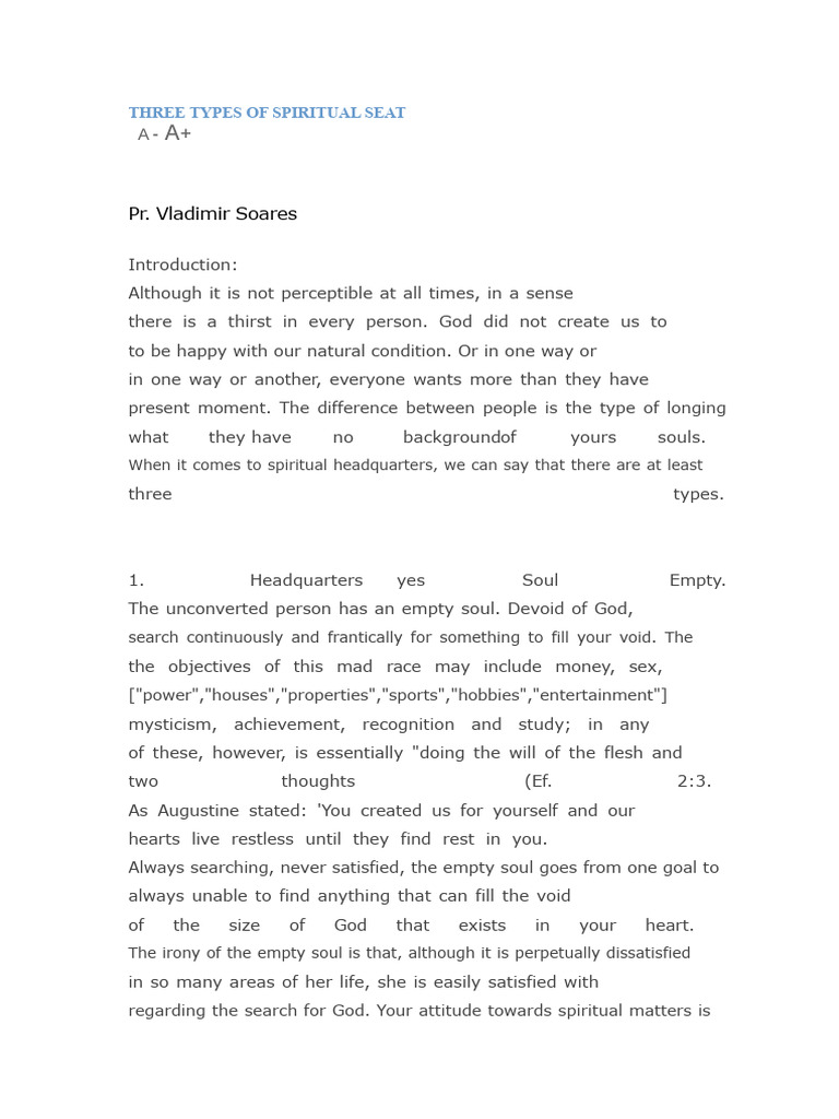 Three Types of Spiritual Souls | PDF | Soul | God In Christianity