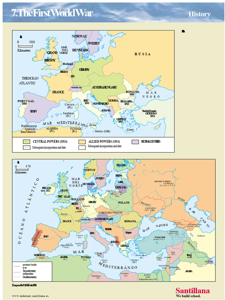 WW1 The First World War Map 2 Pages (Santillana) PDF | PDF | Allies Of ...