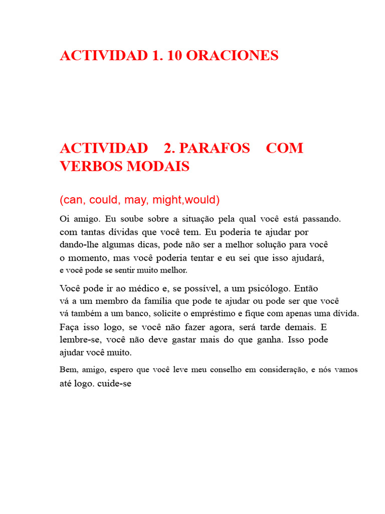 Atividade Verbos Modais | PDF | Desperdício | Ambiente natural