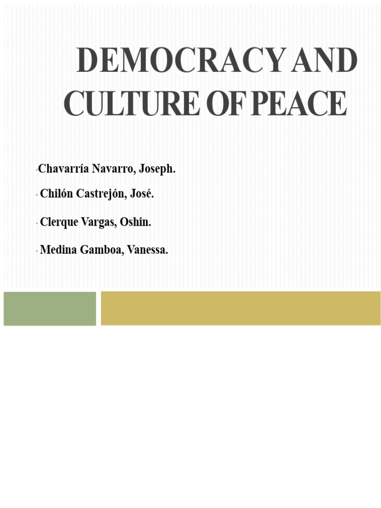 Democracy and Culture of Peace | PDF | Democracy | Political Ideologies