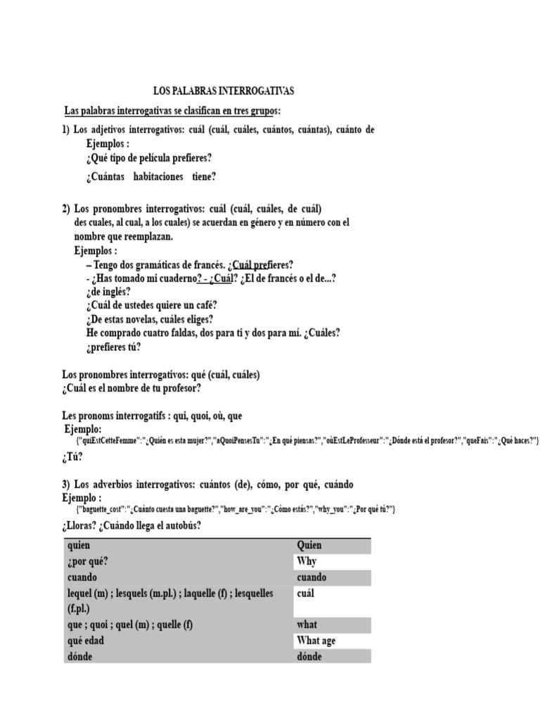 MP L10 Las palabras interrogativas - ejercicios | PDF | Pronombre