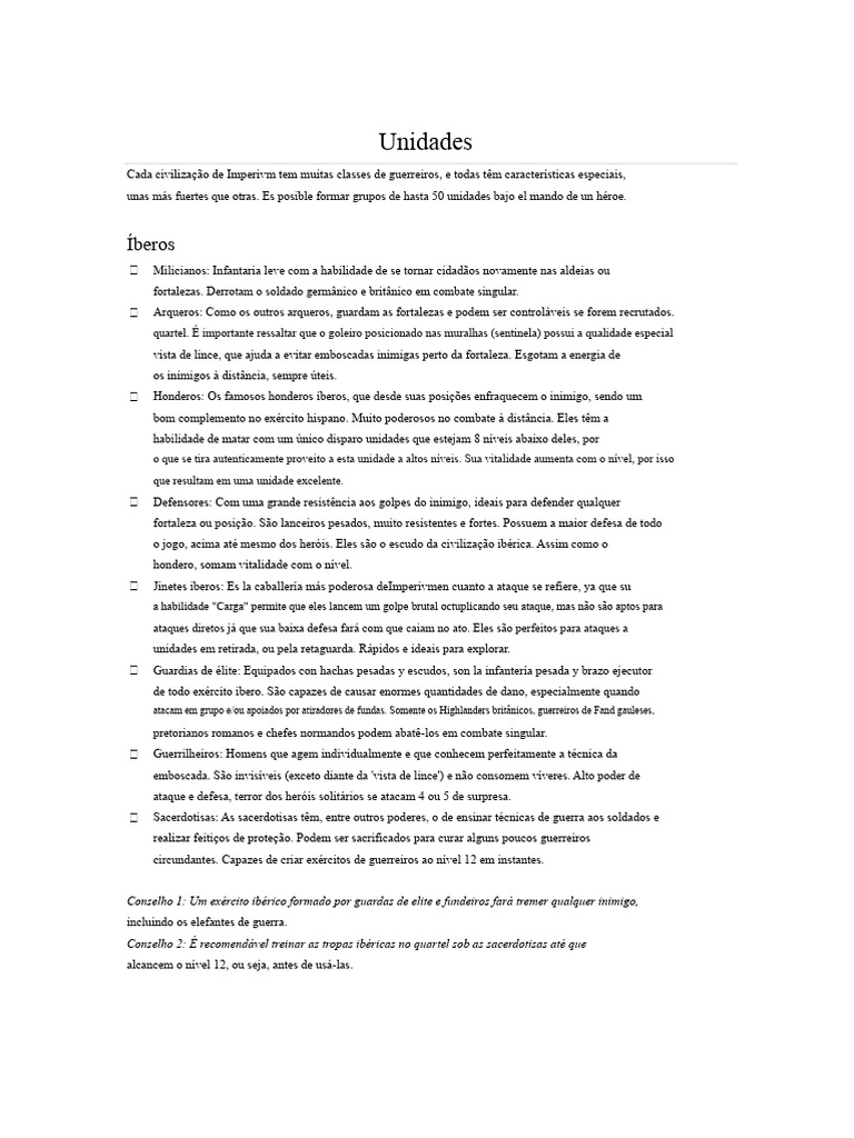 Imperivm III - As Grandes Batalhas de Roma - UNIDADES | PDF | Cavalaria ...
