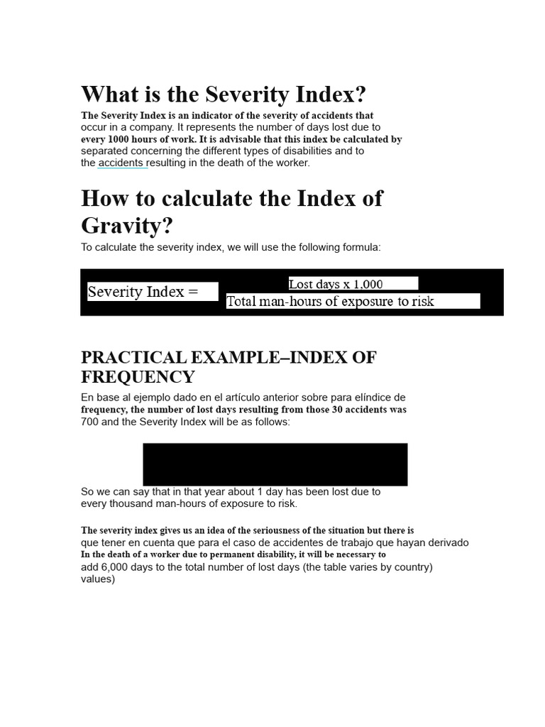 What Is The Severity Index | PDF | Risk | Workplace