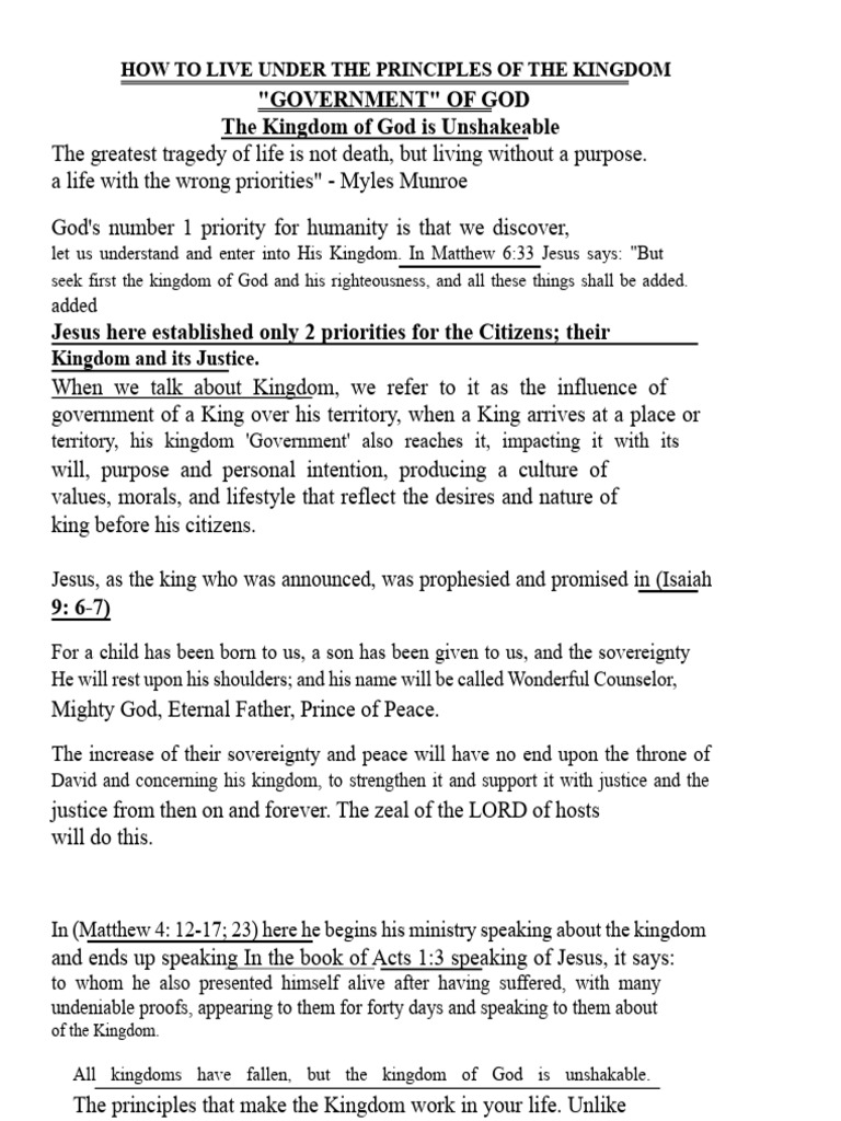 Living by God's Kingdom Principles | PDF | Lord's Prayer | Jesus