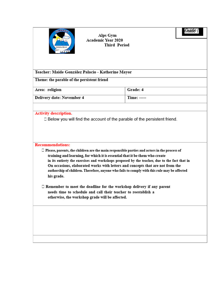 Parable of the Persistent Friend Guide | PDF