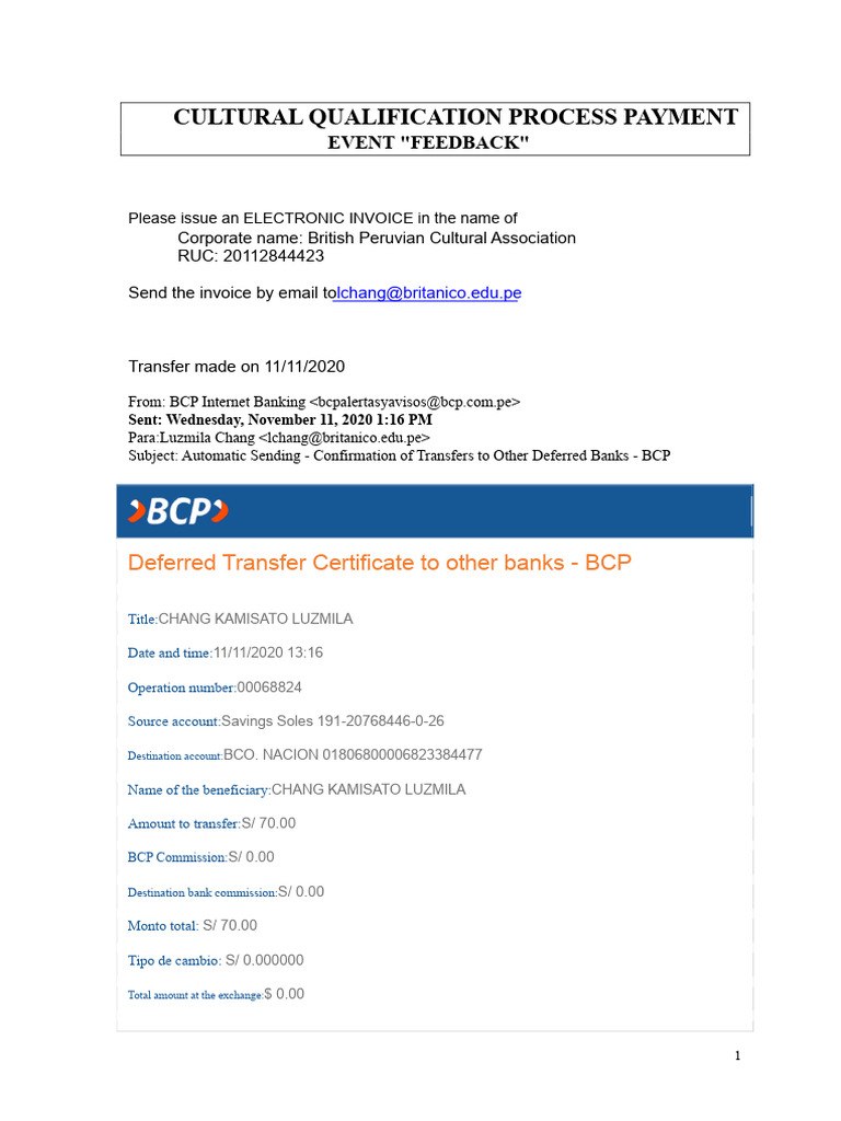 Cultural Qualification Process Payment: Deferred Transfer Certificate ...