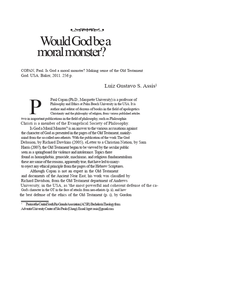 Would God be a Moral Monster? | PDF | Bible | God